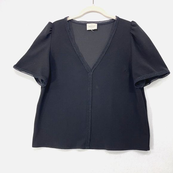 Sezane | Tops | Sezane Top Women Us 84 Chest Black Relaxed Fit Elegant ...